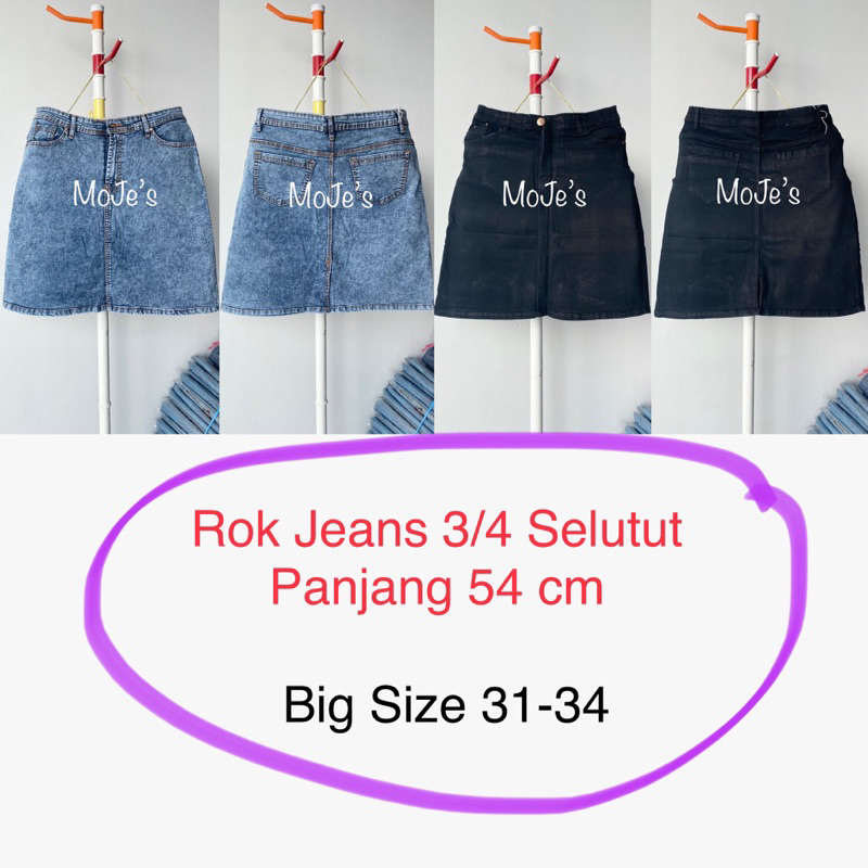 Jual Rok Jeans Selutut Big Size 31-34 Rok Jeans Wanita Ukuran Besar ...