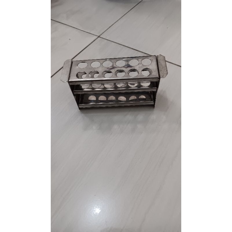 Jual Rak tabung reaksi stainless 12 lubang test tube rack 12 hole ...
