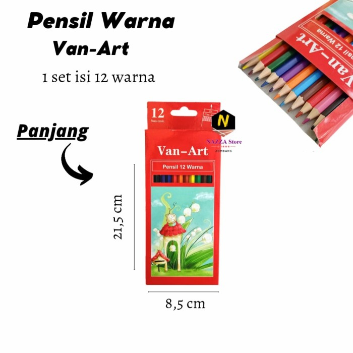 Jual Pensil warna panjang, pencil warna, 12 warna panjang, pensil warna ...