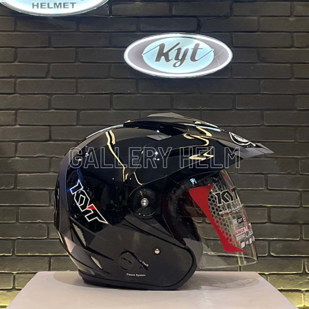 Jual KYT Venom RR Solid Black Glossy / Helm Half Face / KYT Half Face ...