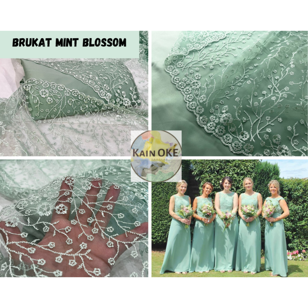 Jual 1/2 meter Tile Brukat Brokat / Kebaya Brukat Brokat Minty Bunga ...