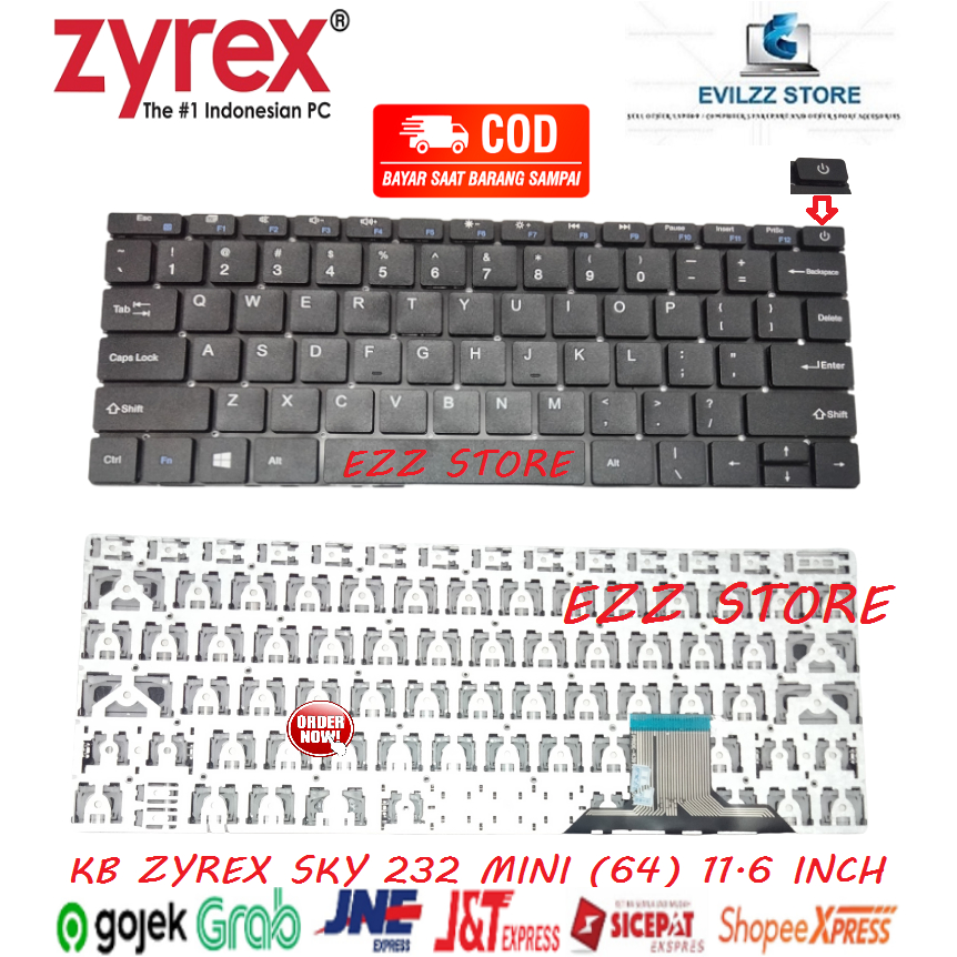 Jual KEYBOARD KIBOT LAPTOP NOTEBOOK ZYREX SKY 232 MINI BLACK HITAM ...