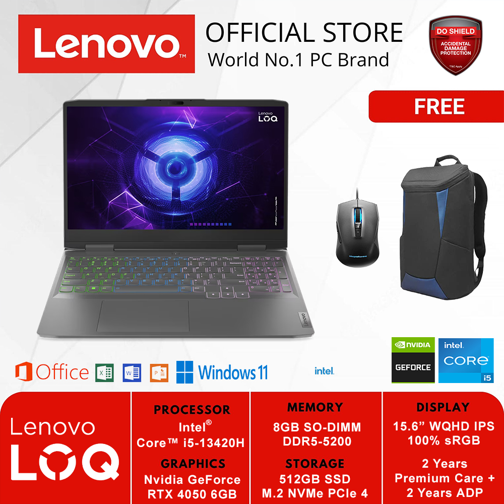 Jual LENOVO LOQ 15IRH8 8HID GREY CORE i5-13420H RTX4050 6GB 8GB 512GB W11+OHS | Shopee Indonesia