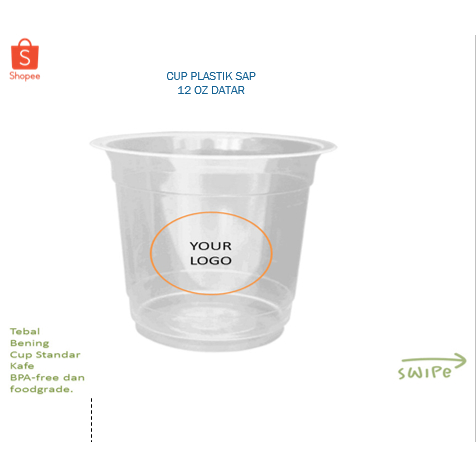 Jual Cup Gelas Plastik Bening 12 Oz Datar 7 Gram SAP Grosir / Cup ...