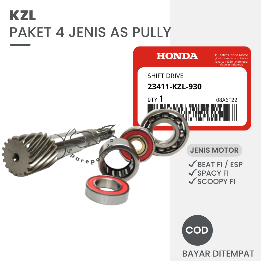 Jual (HEMAT) 4 JENIS PAKET AS PULI CVT BEAT FI + BEARING CVT KUNINGAN ...