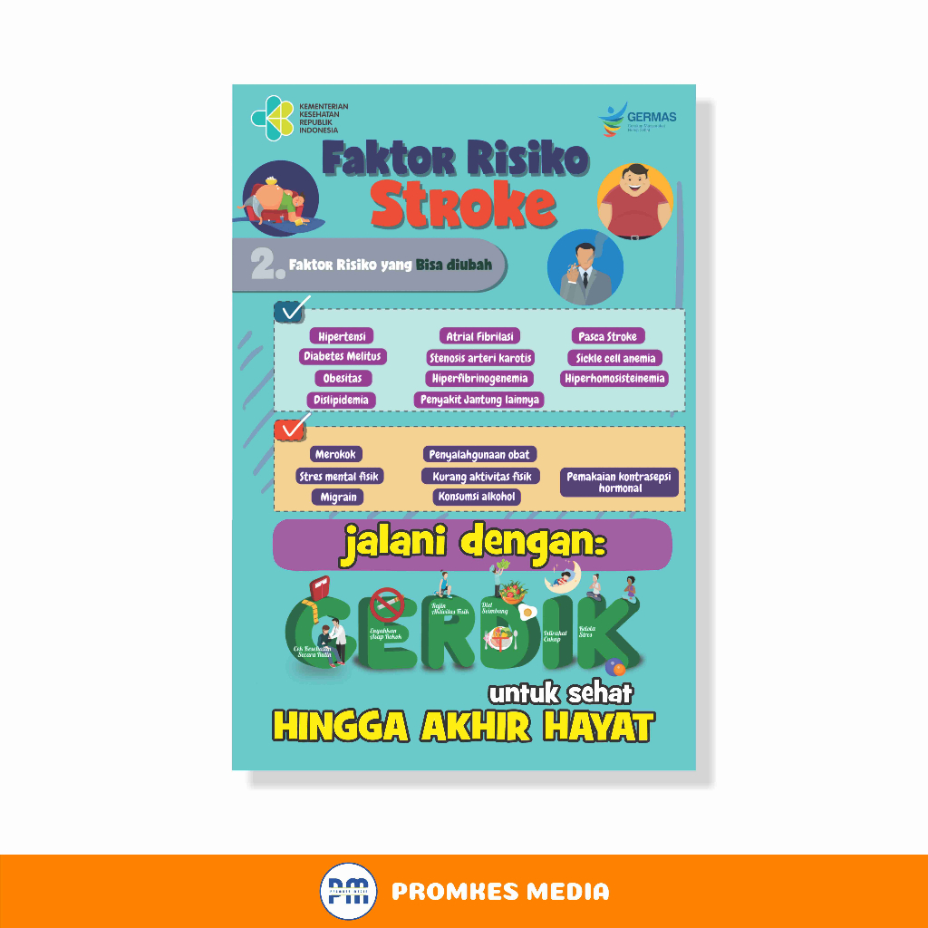 Jual Poster Kesehatan, Faktor Risiko Stroke | Shopee Indonesia