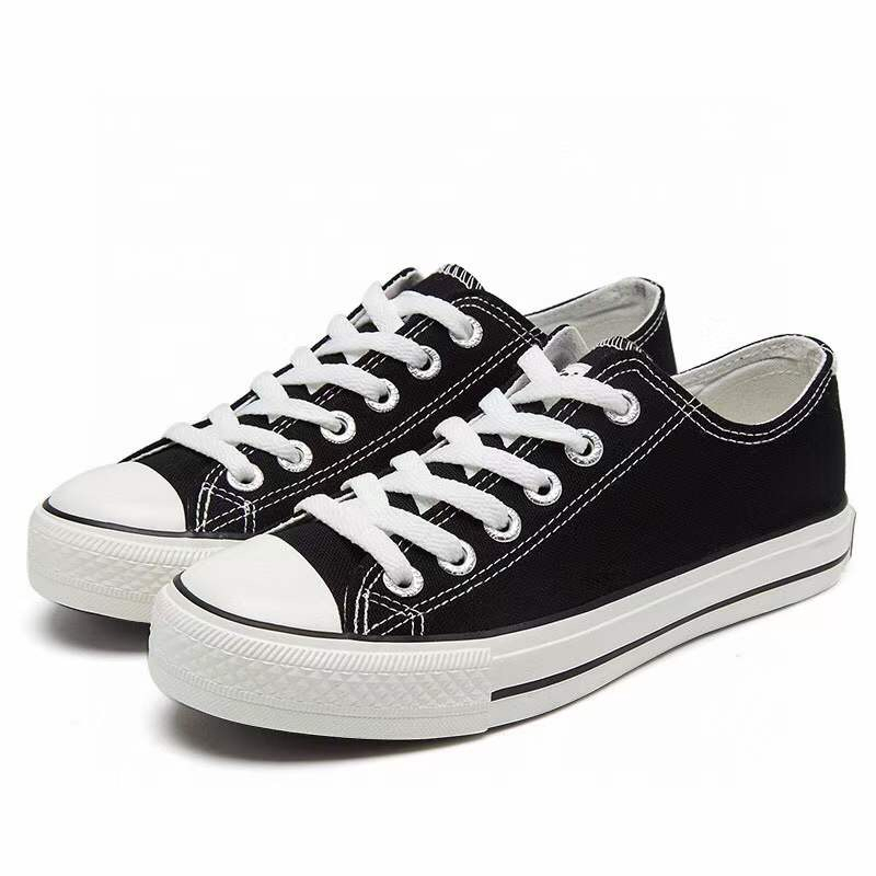 Jual Powershop688 IMPORT Sepatu Sekolah Kanvas Hitam Polos / Sneakers ...