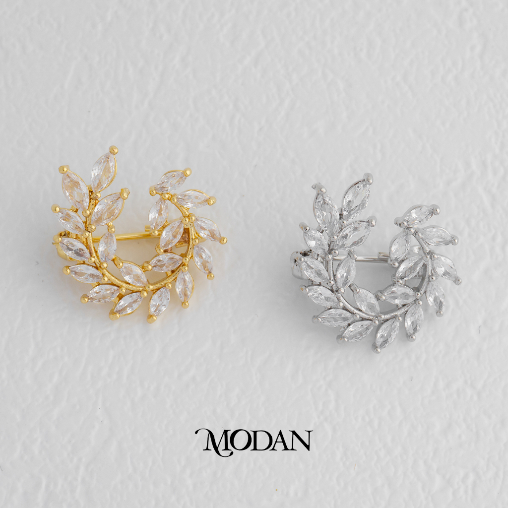 Jual Modan - Bridal Marquise Cut Leaf Brooch Bros Dagu Daun Pesta ...