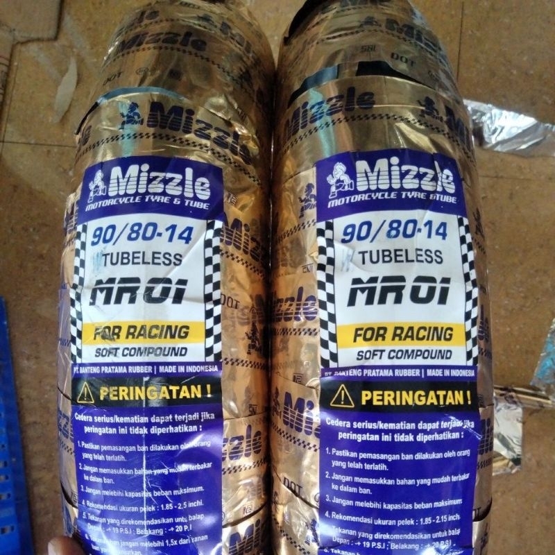 Jual Paket Sepasang Ban Tubles MIZZLE MR 01 2 Ban 90/80 - 14 Ban Motor ...