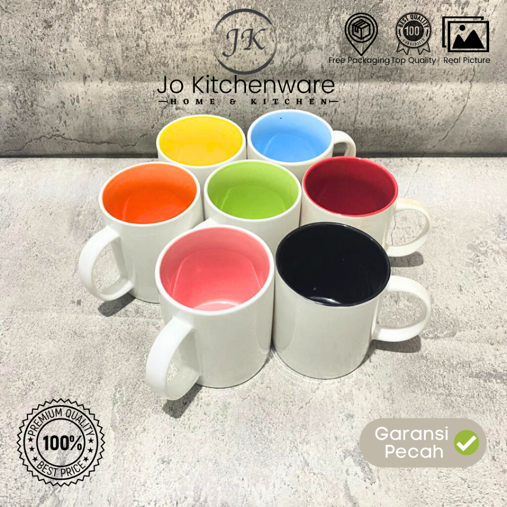 Jual Mug keramik polos model warna didalam / mug keramik premium warna ...
