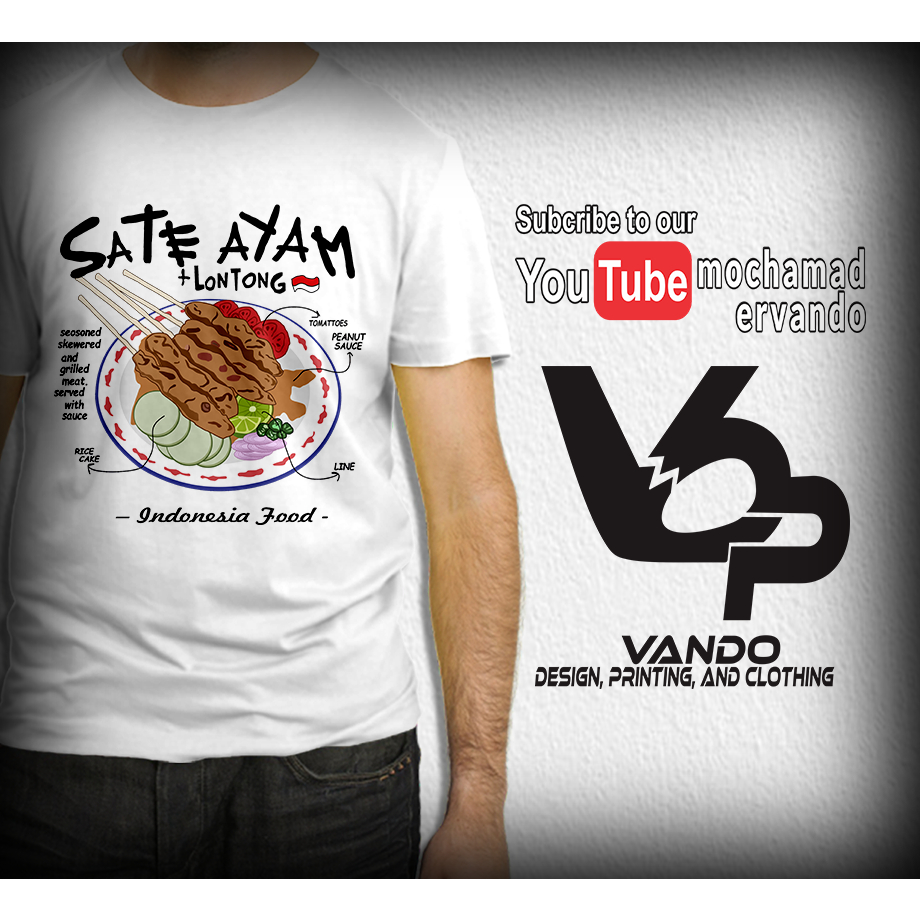 Jual BAJU KAOS SATE AYAM / KAOS DISTRO / TSHIRT MAKANAN KULINER ...