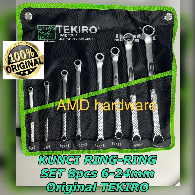 Jual ORIGINAL TEKIRO KUNCI RING SET 8 pcs 6-24mm Konci Double Ring End Wrench 8pcs 6 7 8 9 10 11 ...