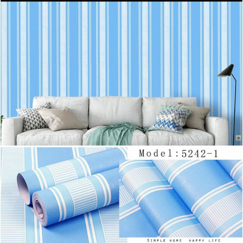 Jual Wallpaper Stiker Ruang Tamu Minimalis Motif Salur Hijau Wallpaper Dinding Kamar Tidur Salur ...