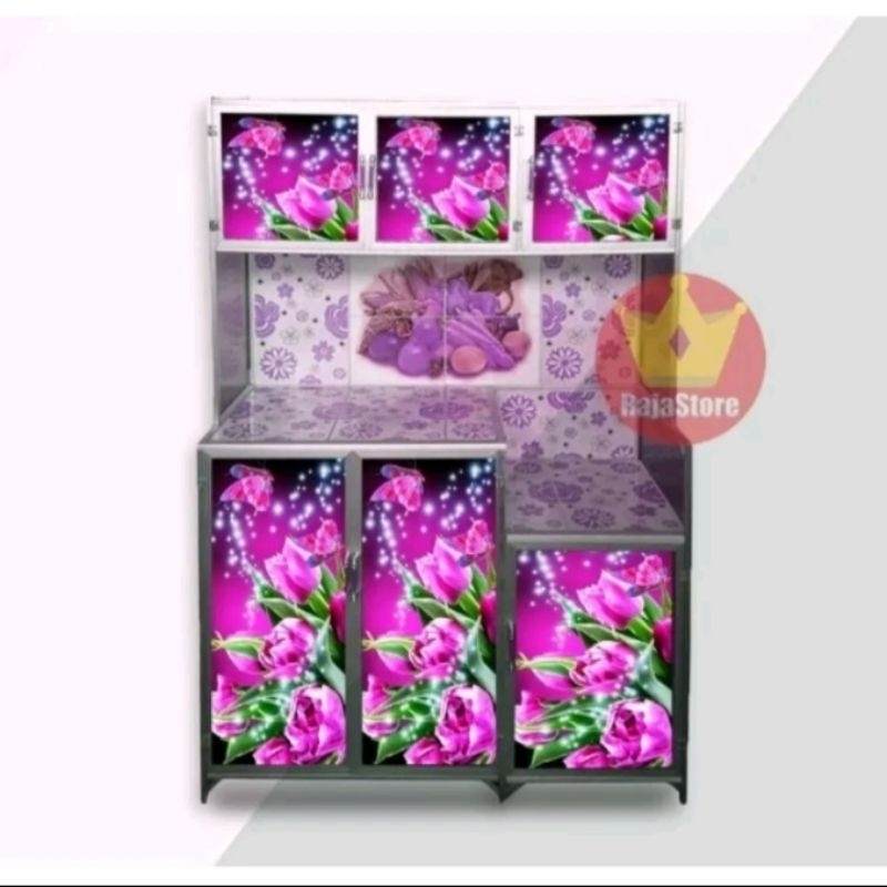 Jual STICKER RAK PIRING 6 PINTU , BUNGA UNGU | Shopee Indonesia