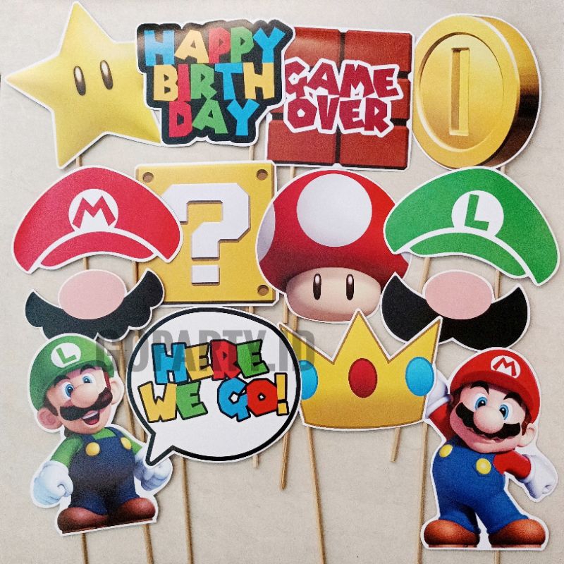 Jual PHOTOBOOTH PROPS SUPER MARIO BROS TONGKAT FOTO DEKORASI ULANG ...
