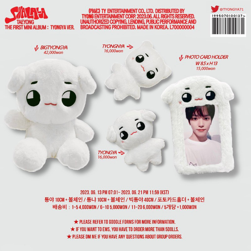 Jual [PRE-ORDER] NCT TAEYONG TYONGYA DOLL | Shopee Indonesia