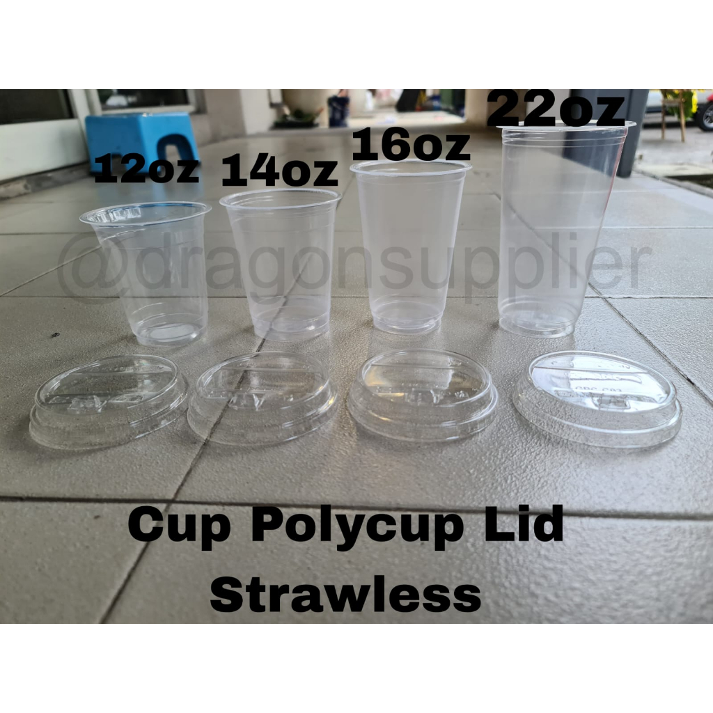 Jual MINIMAL ORDER 50 PCS ! Cup Polycup Lid Strawless / Gelas Polycup ...