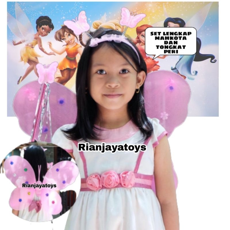 Jual Mainan Anak Sayap Peri Besar Bisa Di Pakai Anak Lengkap Tongkat ...
