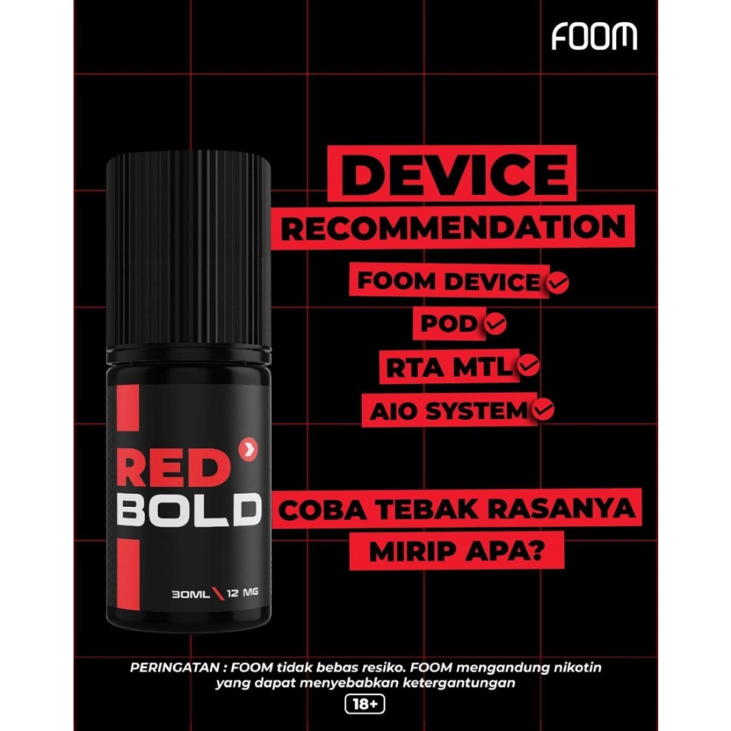Jual [SALT] FOOM RED BOLD 30ML 9MG 12MG SALTNIC BY FOOM LAB | Shopee ...