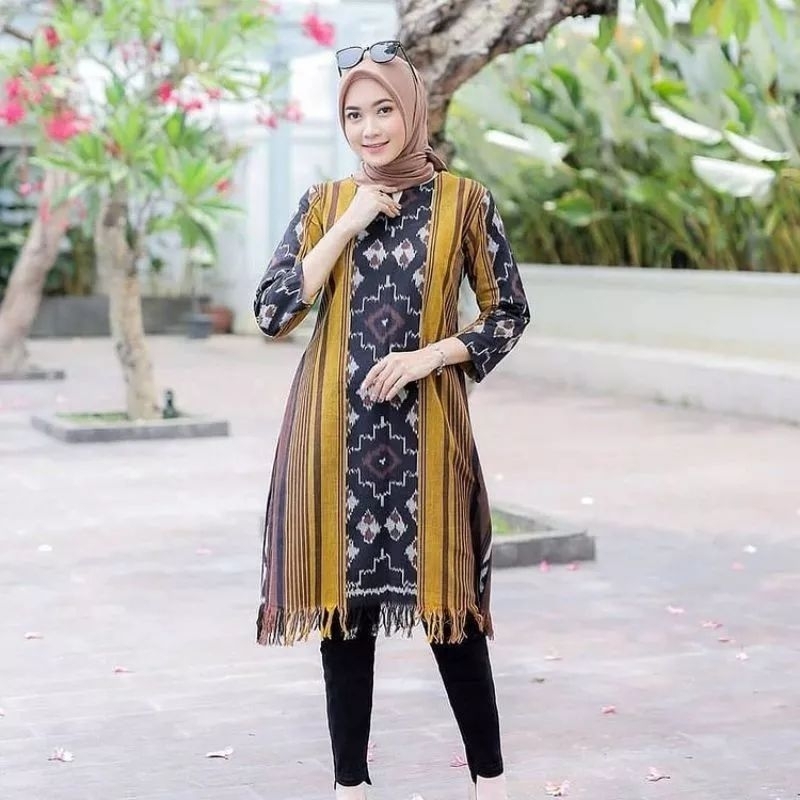 Jual ETHNIC Tunik tenun ikat troso baju tenun premium | Shopee Indonesia
