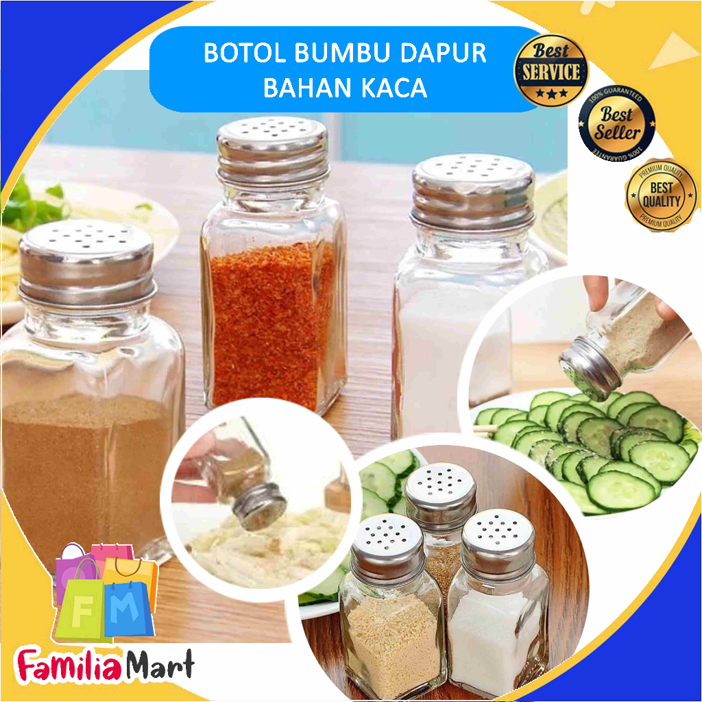 Jual BOTOL BUMBU DAPUR TABUR KACA / TEMPAT BUMBU DAPUR GARAM MERICA ...