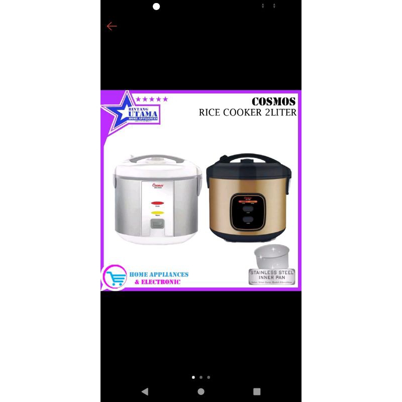 Jual Cosmos Magic Com Stainless 2 Liter Pot CRJ 9308/CJR 9303 3in1 Rice ...