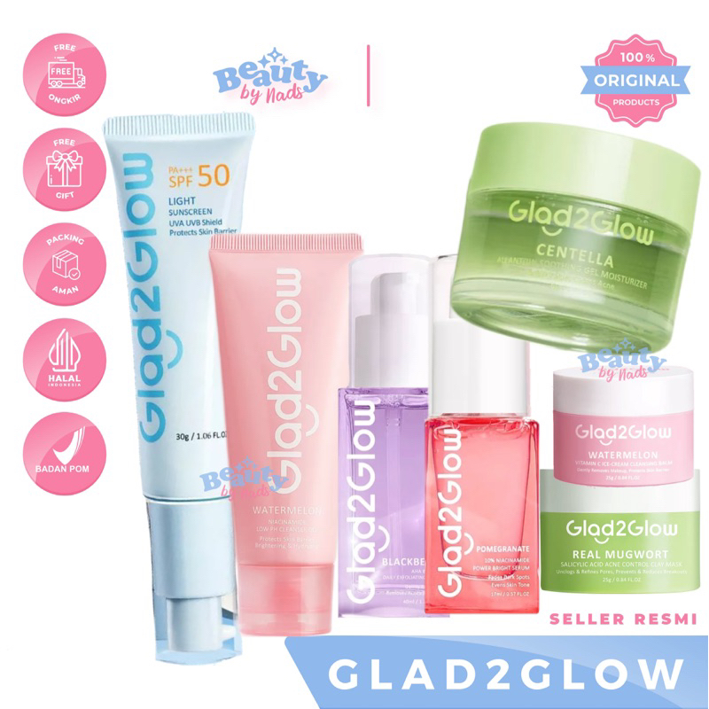 Jual BEAUTYBY.NADS | GLAD2GLOW SUNSCREEN MOISTURIZER GEL SPF 50 PA+++ BLUEBERRY CENTELLA ...