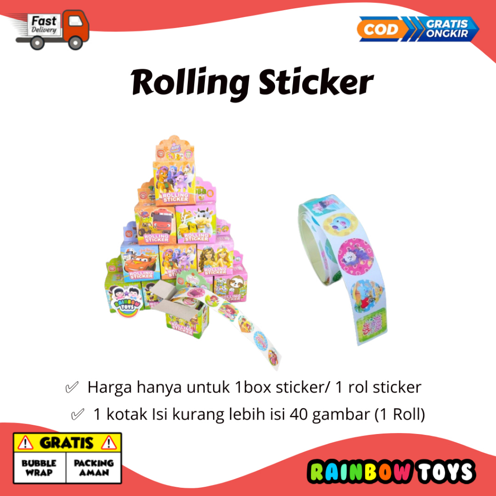 Jual Rolling Sticker Karakter Mainan Anak Stiker Hologram Tempel ...