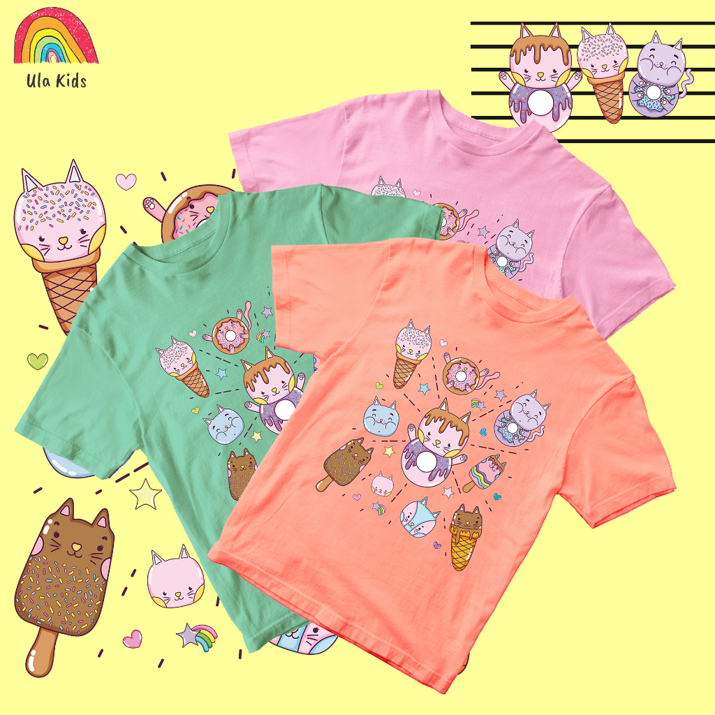 Jual Kaos Anak Lengan Pendek Baju Anak Ula Kids Cat Ice Cream Usia 1 ...