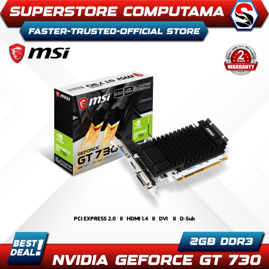 Jual VGA MSI Geforce GT730 2GB DDR3 - GT 730 2GB / N730K-2GD3H/LP | Shopee Indonesia
