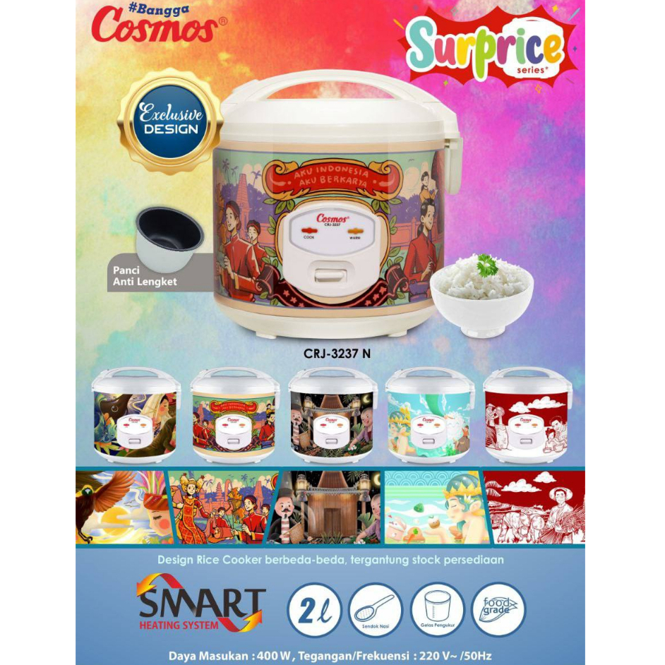 Jual Rice Cooker Magic Com Cosmos Kapasitas 2 Liter CRJ-3237N / CRJ ...