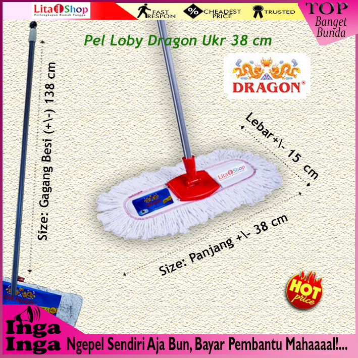 Jual Pel Mop Lobby Dragon Lap Pel Kain 38cm Pel Rumah Pel Kantor ...