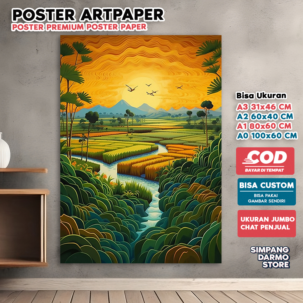 Jual Poster Poster Poster Sawah Indah Indonesia: Keindahan Estetik ...