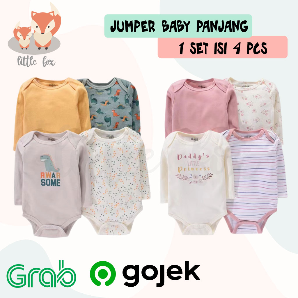 Jual Setelan 4 Pieces Baju Baby Newborn / Jumper Lengan Panjang Polos ...