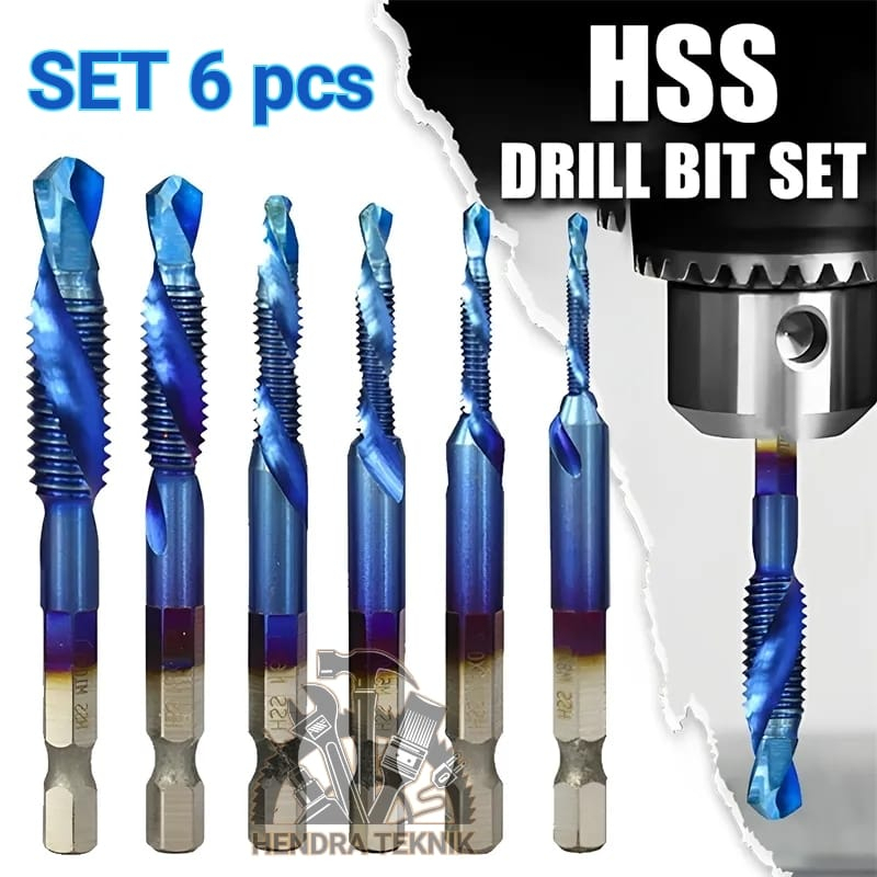 Jual Handtap set 6 pcs hand tap mesin drill & tap bor set M3-M10 alat ...