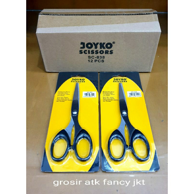 Jual ( 12 buah ) 838 Gunting Tajam Joyko SC-838 Sedang Tanggung Hitam ...