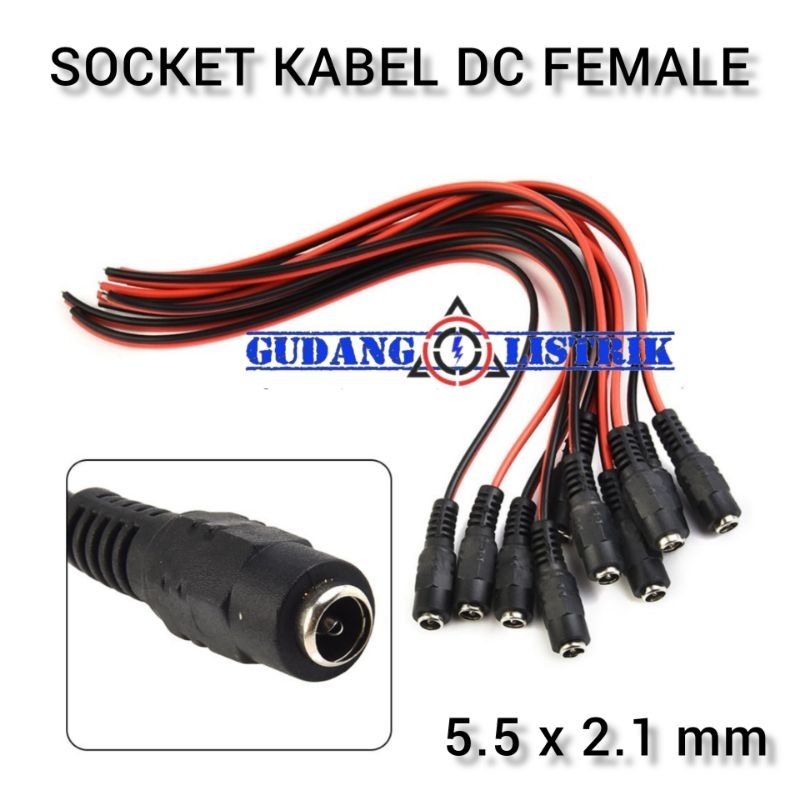 Jual 1pcs Socket Kabel DC Jack Female Connector 5.5 x 2.1mm Kabel DC ...
