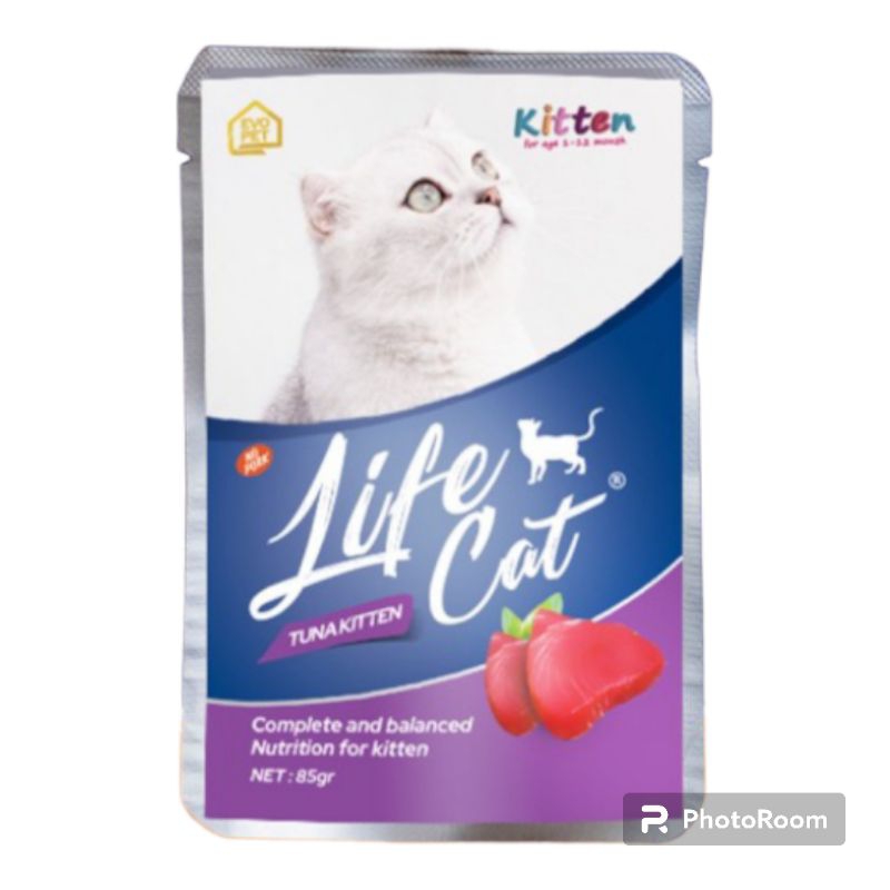 Jual life cat sachet kitten tuna 85gr-makanan basah kucing life cat ...