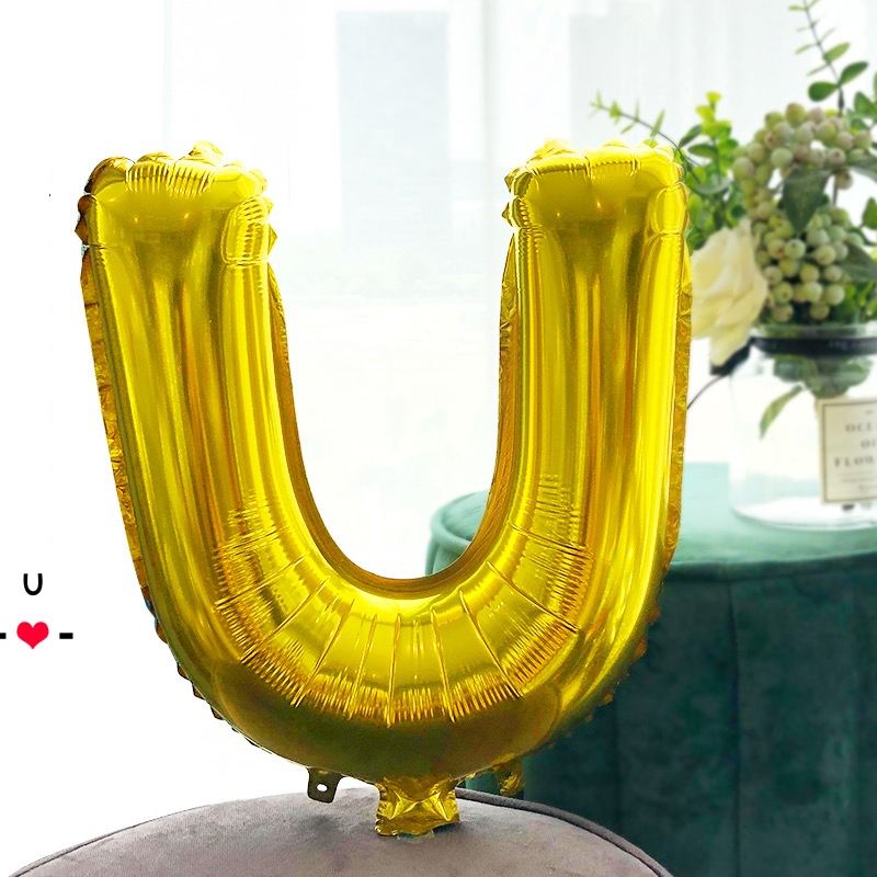 Jual Balon Foil Huruf 40cm abjad Huruf A-Z Gold Ballon Alfabet Happy ...