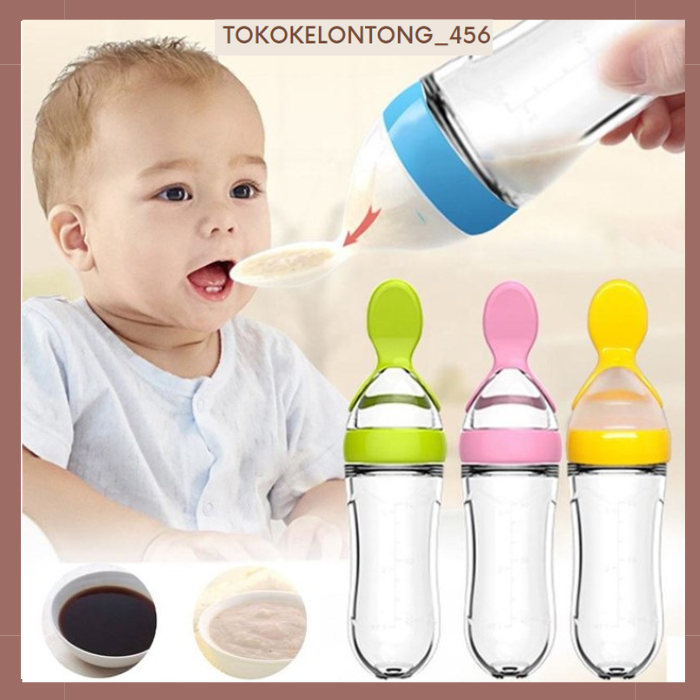 Jual Botol sendok makan bayi botol dot silikon baby food feeder ...