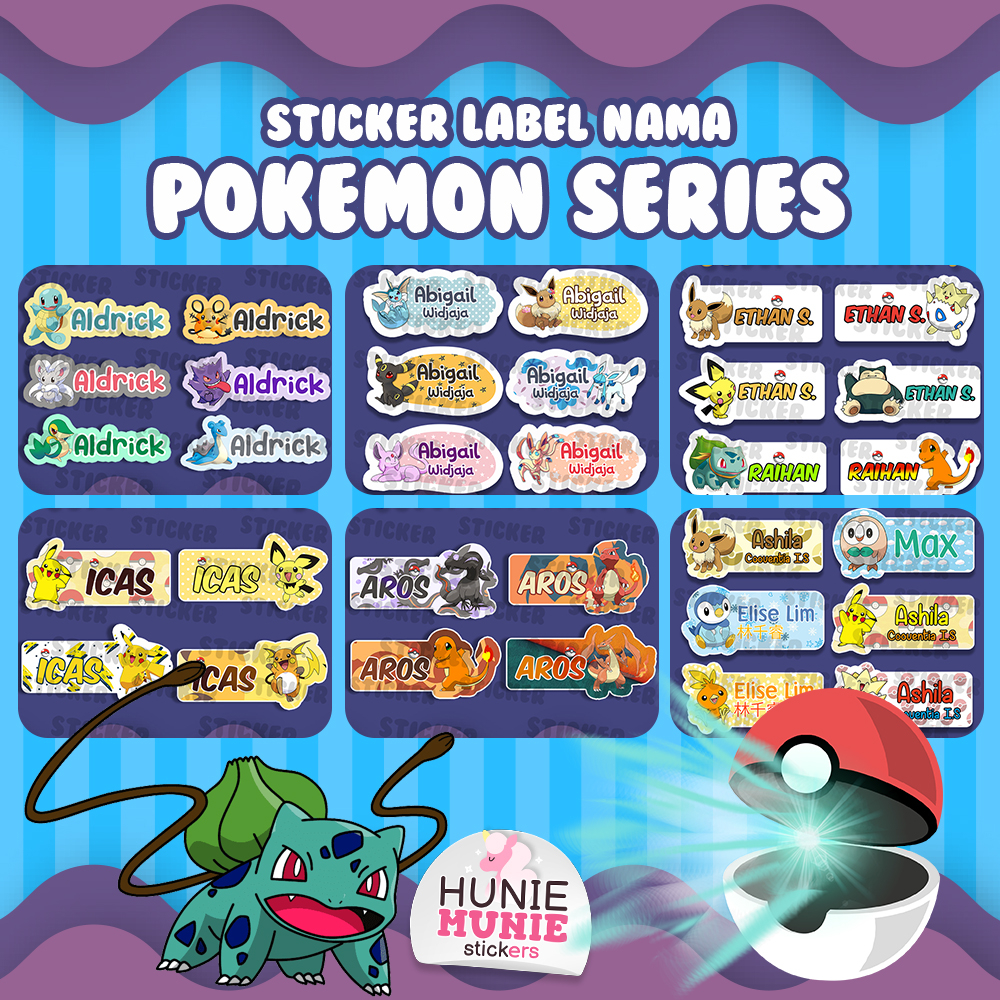 Jual Sticker Label Nama Custom - POKEMON Series (100pcs+) Stiker ...