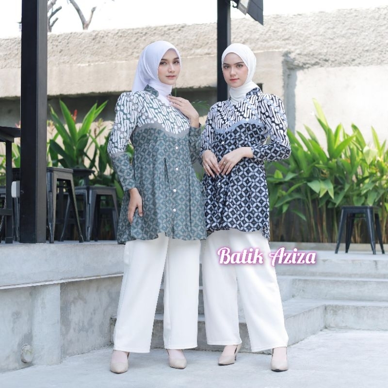 Jual Tunik Batik Wanita Modern Motif ParangAyu by Batik Aziza | Shopee ...