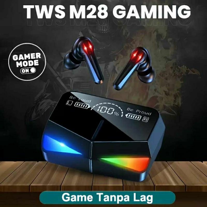 Jual M28 LED DUAL MODE HEADSET BLUETOOTH WIRELESS TWS 5.1 - EARPHONE ...