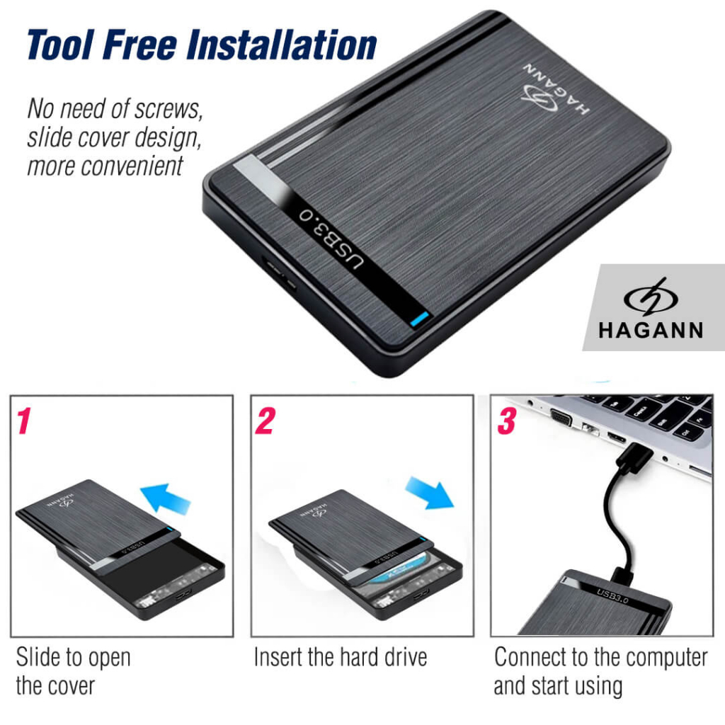 Jual HAGANN HDA-E31 Case Hardisk External USB 3.0 | HDD SSD Enclosure 2.5" | Casing Harddisk dan ...