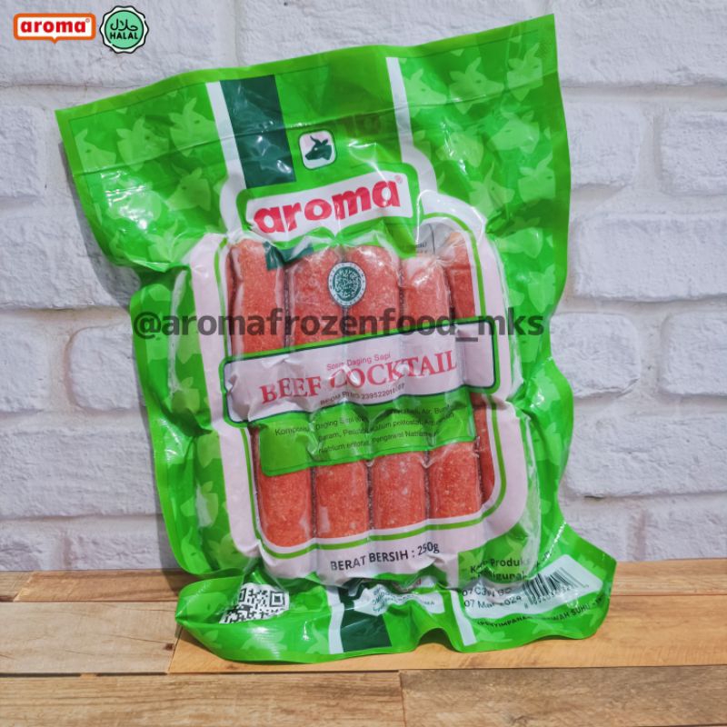 Jual AROMA BEEF COCKTAIL SAUSAGES / SOSIS SAPI 250 GR | Shopee Indonesia