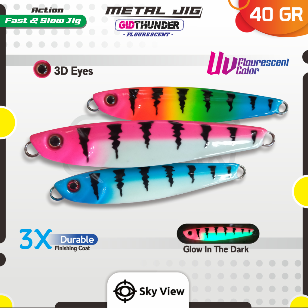 Jual Metal Jig 40 Gram Full GID Neon UV Menyala Umpan Casting Malam Hari Castjig Jigging Tahan ...