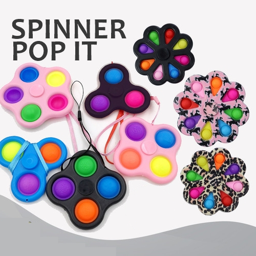 Jual Spinner Pop It Simple Dimple Mainan Pop Its Round Fidget Spinner ...