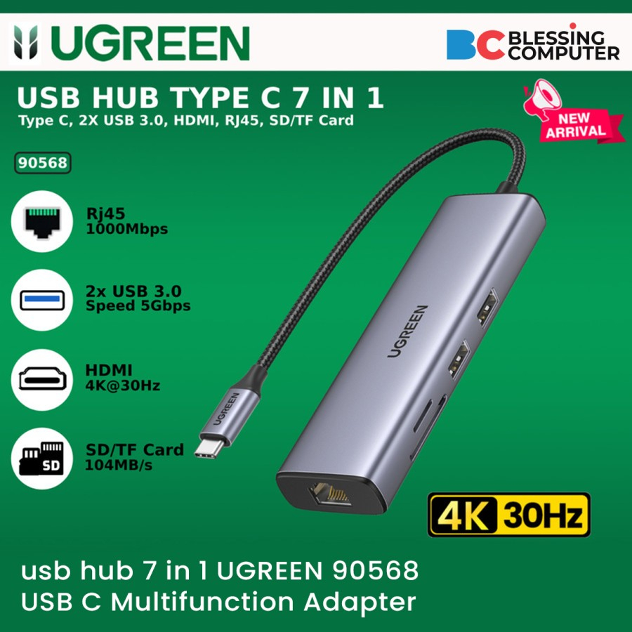Jual usb hub 7 in 1 UGREEN 90568 USB C Multifunction Adapter | Shopee Indonesia