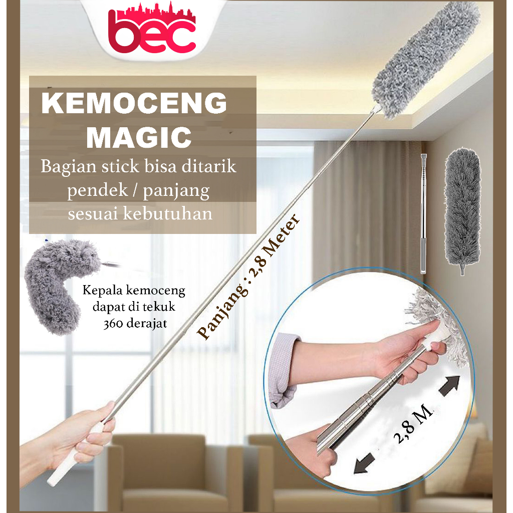 Jual [BEC] Kemoceng Microfiber 280cm Tarik Tekuk Panjang Alat Pembersih ...