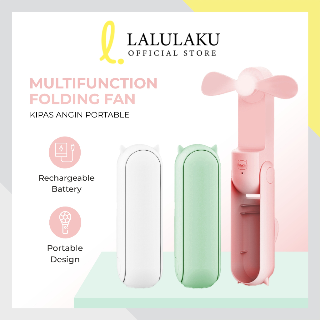 Jual Kipas Angin Tangan Portable Folding Fan USB Rechargeable Pocket ...